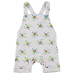 STAR WARS Happy Threads Newborn Infant Baby Yoda Boys Shortall Romper and Tshirt Set (Blue/Green/Grey, 6-9 Months) (ASTB269ST)