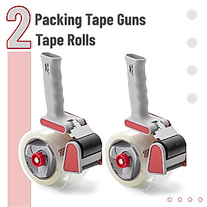 Mr. Pen - Packing Tape Dispenser Gun 2-Inch, 2 Pack with 2 Rolls Tape, Heavy Duty Packing Tape with Dispenser, Packaging Tape, Tape Gun, Clear Packing Tape, Tape Gun for Packing Boxes, Moving Tape