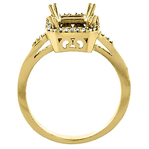 10K Yellow Gold Diamond Genuine Green Amethyst Ring Emerald-cut 8x6mm size 8