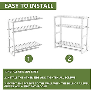 Galood Bathroom Organizers and Storage Towel Racks for Bathroom,3-Tier Wall Shelf Over Toilet Storage Multifunctional Adjustable Towel Holder Floating Shelves (White)