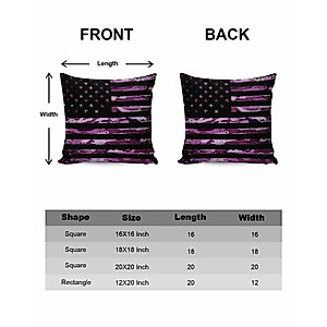 Pillow Cases Linen Pillow Shams Independence Day Camo American Flag Patriotic Pillow Cases Set of 2 16x16 Inches Pillowcases Square Cushion Covers Flax Soft Linen Pillow Covers for Couch Sofa