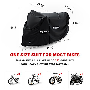 Himiway UPGRADE Bike Cover for 1 Fat Tire Bike or 2 Bikes THICKENED Bicycle Cover 600D Heavy Duty Ripstop Material Bike Rain Cover IP65 Waterproof Outdoor Storage Anti Dust Rain Snow UV for All Bikes