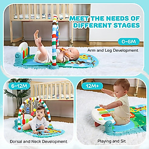 TOY Life Baby Gym Play Mat for Babies 0-6 Months Tummy Time Mat, Baby Kicking Toy Play Piano Playmat Activity Gym for Baby Boy Girl, Infant Toddler Activity Center Toys, Baby Floor Newborn Play Mat