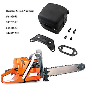 Kimsion Exhaust Muffler 544029501 with Bracket Gasket Screws for Husqvarna 362 362XP 365 371 372 372XP 385XP 390XP & Jonsered 2165 2166 2171 2172 Chainsaws, Replaces 503765301