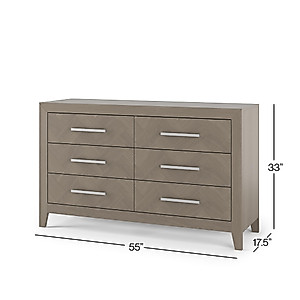 Child Craft Kieran Crib, Double Dresser and Chest Nursery Set, 3-Piece, Includes 4-in-1 Convertible Crib, Dresser and Chest, Grows with Your Baby (Crescent Gray)