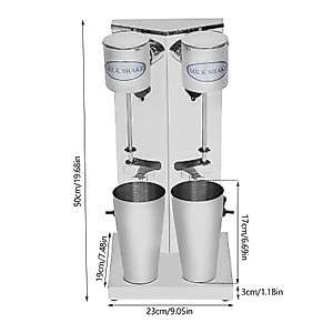 Double Heads Milkshake Maker Machine Commercial Electric Smoothie Blender Stainless Steel, Electric Smoothie Ice Cream Maker for Commercial and Home(180W)
