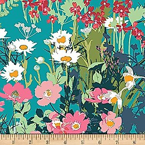Art Gallery Fabrics Art Gallery Lavish MotherÂ’s Garden Rich Fabric, Teal
