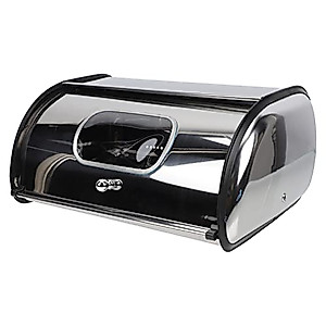 Tofficu Bread Storage Container Metal Bread Box Stainless Steel Roll Top Bread Bin Modern Bread Storage Holder Food Keeper Container Organizer with Lid for Kitchen Dining Metal Bread Box Roll Top