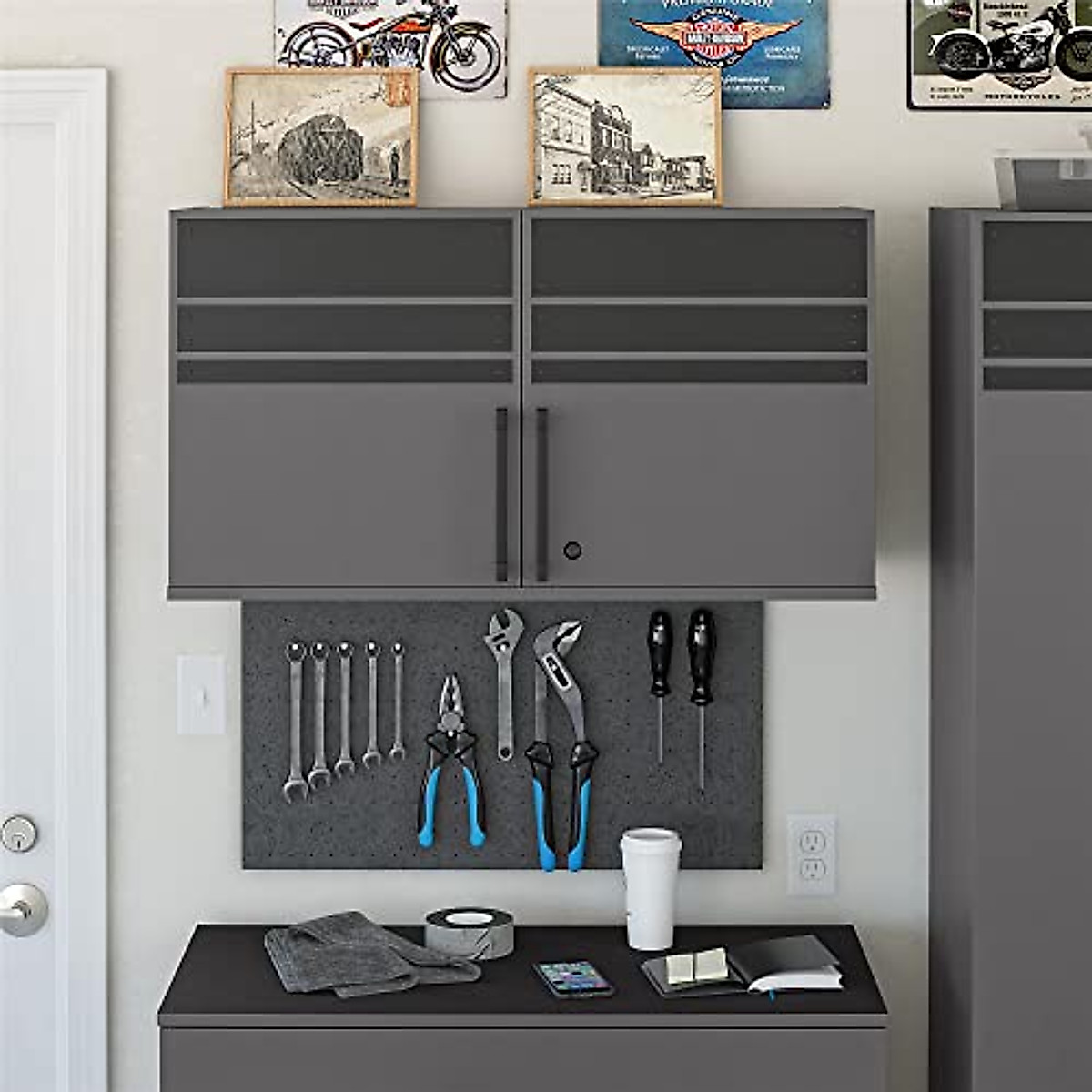 SystemBuild Evolution Shelby 2 Door Garage Wall Cabinet, Graphite