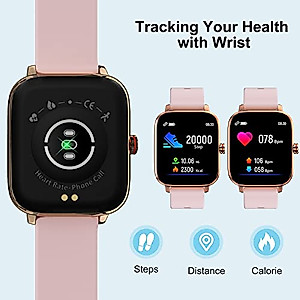TOZDTO Smart Watch Gift for Men Women, 1.7" Full Touch Screen Smartwatch with Text and Call for Android iOS Phones, GPS Fitness Tracker Watches with Sports Modes, Pedometer, Distance, Calories (Pink)
