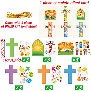 30 Sets Easter Jesus He is Risen Craft Kits for Kids DIY Easter Religious Crosses Art Craft Make a Easter Jesus Resurrection Scene Ornament Spring Christian Creative Art Projects, Kids Party Favors