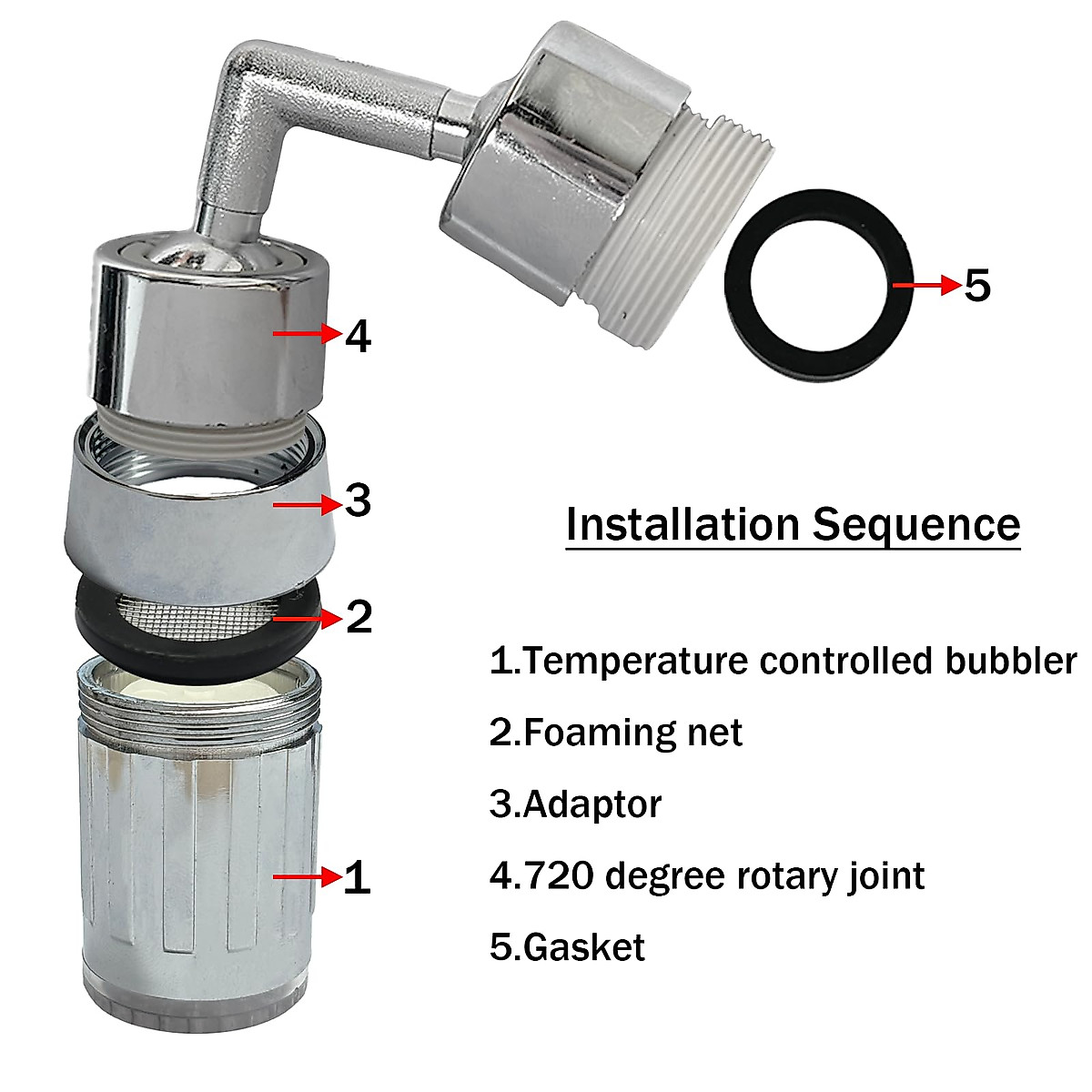 720 Degree Swivel Sink Water Faucet,Universal Light Up Faucet Adapter,3-Color tempeleter Sensor Big Angle Spray Large Flow,Faucet Head Replacement for Kitchen Bathroom Face Washing