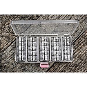 SE 25-in-1 Round Containers Inside a Plastic Storage Box with Stackable Screw-On Lids, 7/8" x 1-1/8", Clear - 87134DB