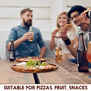 Rtteri 12 Pieces Acacia Wood Dinner Plates 9.8 Inch Round Wood Dishes Wooden Charger Serving Tray Easy Cleaning Lightweight Unbreakable Classic Plate for Dishes Snack, Dessert, Housewarming Gift