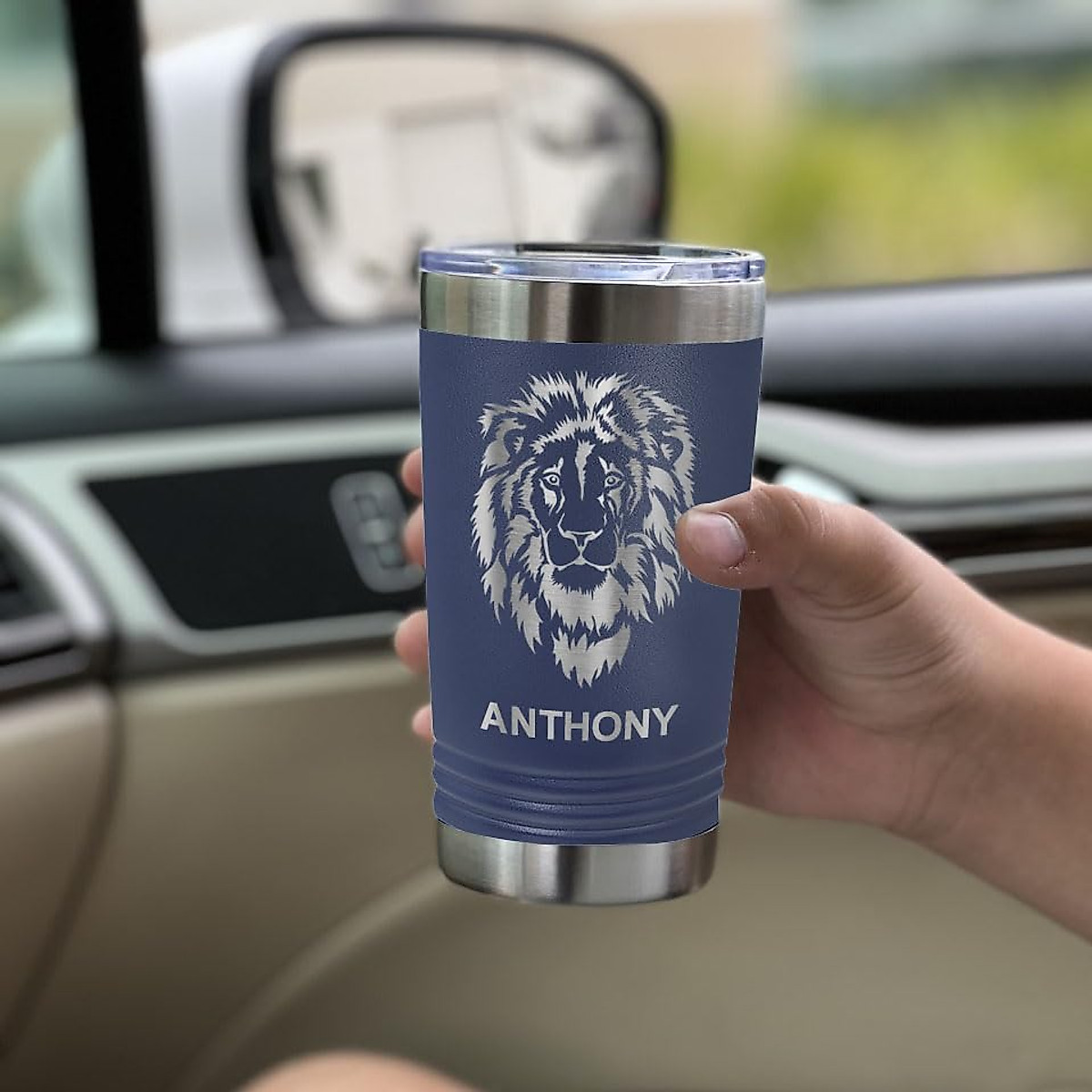 LaserGram 16oz Vacuum Insulated Pint Tumbler, Boat Anchor, Personalized Engraving Included (Navy Blue)