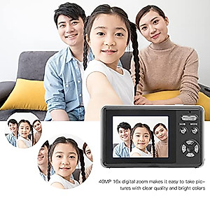 Camera Mini Portable 40MP Digital Camera 2.4 Inch IPS Screen Mini Video Camera with 16x HD Digital Zoom 32GB Video Camera (Blue) (Color : Black)