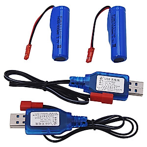 Blomiky 3.7V 500mAh Li-ion Rechargeable Battery with JST Plug and USB Charger Cable for Huina 1337 1338 RC Construction Trucks 1337 JST Battery 2