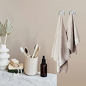 6Packs Kitchen Towel Hooks, Round Self Adhesive Wall Mount Dish Towel Hook Hangers, (Push to Hanging) Drilling Hand Towel Hook Holders with Premium Chrome Finish for Kitchen, Bathroom, Cabinet