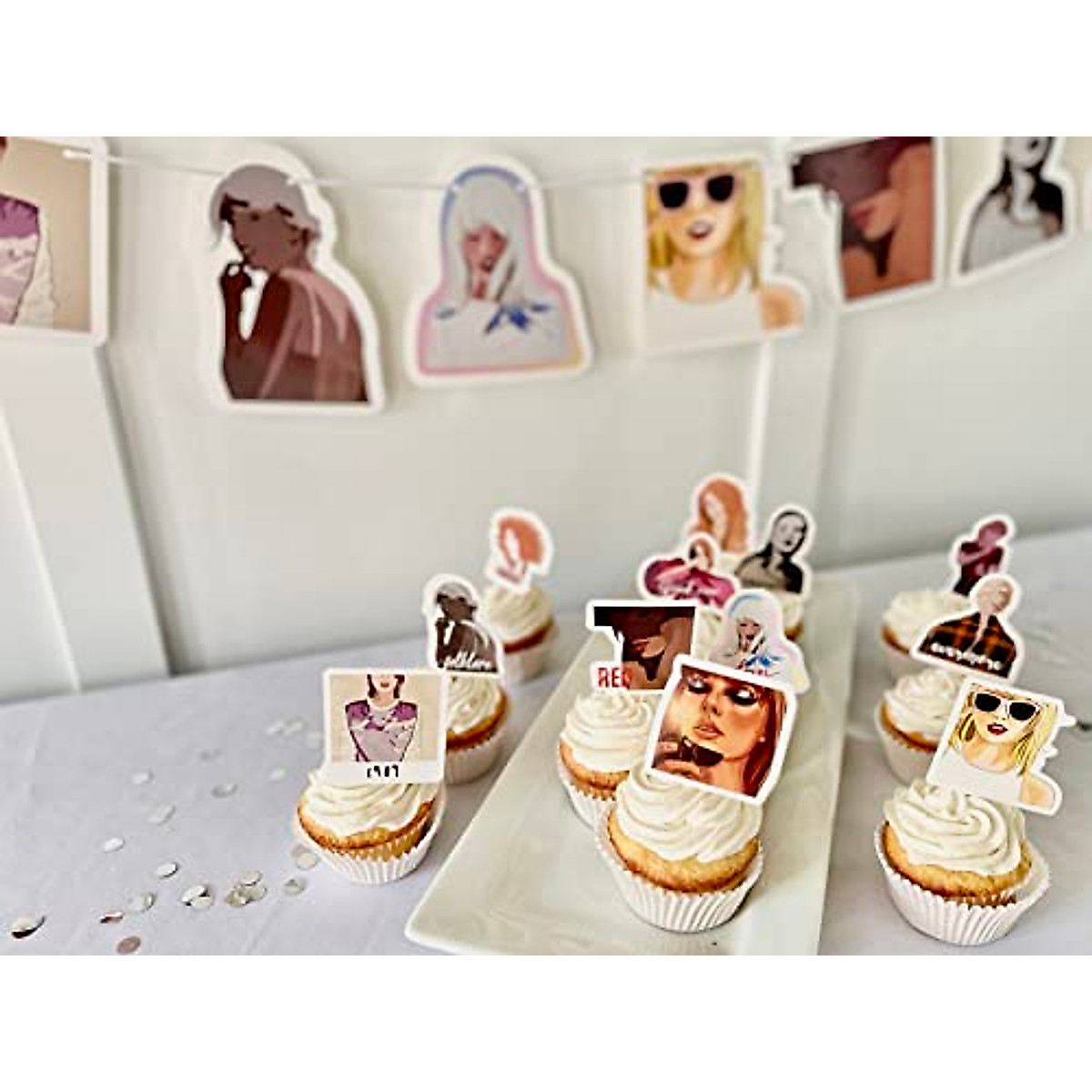 Party Decorations for Music Birthday Decorations, ERAS Cutout Cake Toppers, Backdrop Banner Wall Decor, and Party Supplies (25 Pcs)