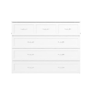 BOWERY HILL Full Size Murphy Bed Chest with Charging Station in White