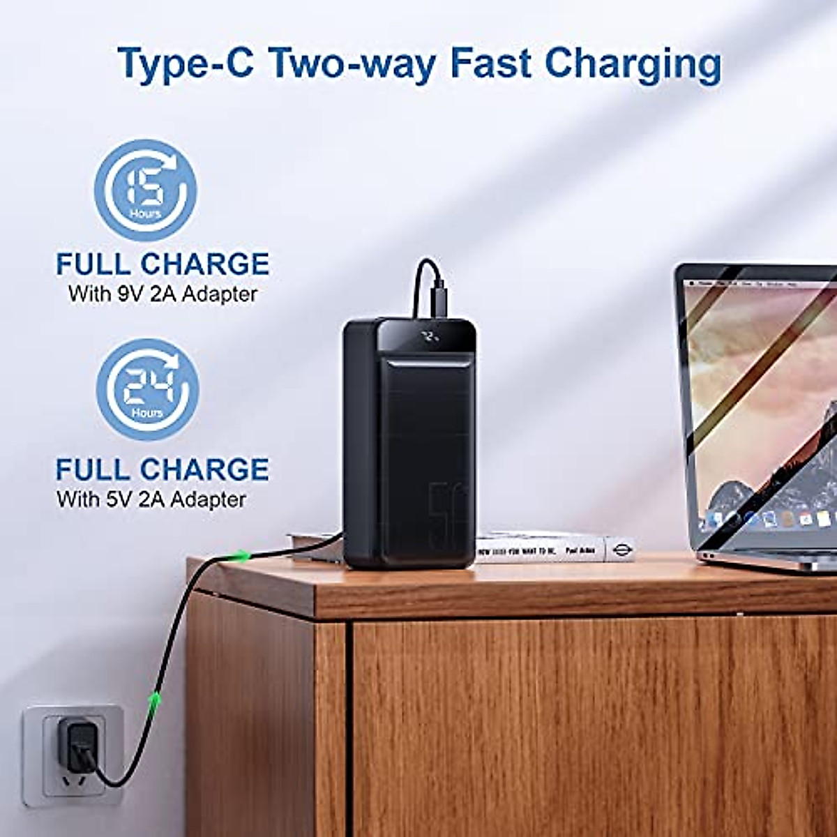 Nuxgal Power 50000mAh Power Bank, 18W PD USB-C Quick Charge Portable Charger with 4 Outputs & 3 Inputs & Flashlight and LED Display, Huge Capacity External Battery Pack for iPhone, Samsung, iPad etc