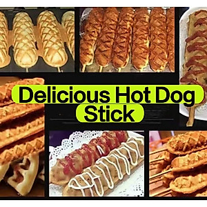 Commercial Corn Dog Waffle Maker 1600W Lolly stick waffle Maker 6 Slice Non-Stick Stainless Steel Corn Hot Dog Waffle Iron with Temp and Time Control, for Restaurant Bakery Snack Bar Family