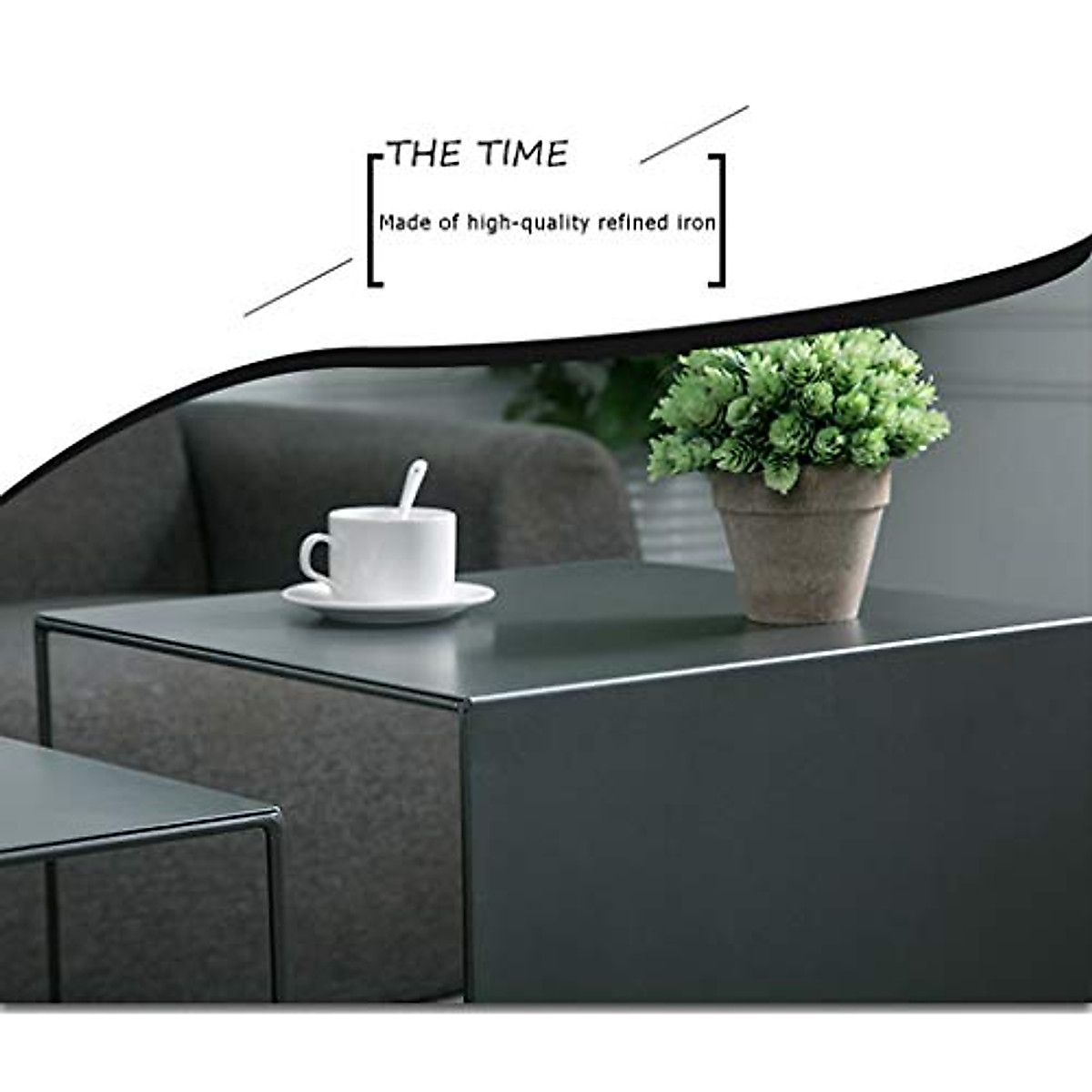 Articles for daily use Nesting Coffee Table, Industrial Stacking end Table, Modern Bedroom Table 2 Piece Set, Sturdy Metal Legs Modern Furniture, Vintage Accent Table