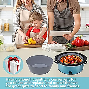 Silicone Crock Pot Liner fit Crock-Pot 7-8 Quart Oval Slow Cooker，Reusable & Leakproof Dishwasher Safe Cooking Liner for 7 Quart Crock Pot (2pcs-Grey [Fit 7 to 8 QT][12"D x 9.25"W x 4.92"H])