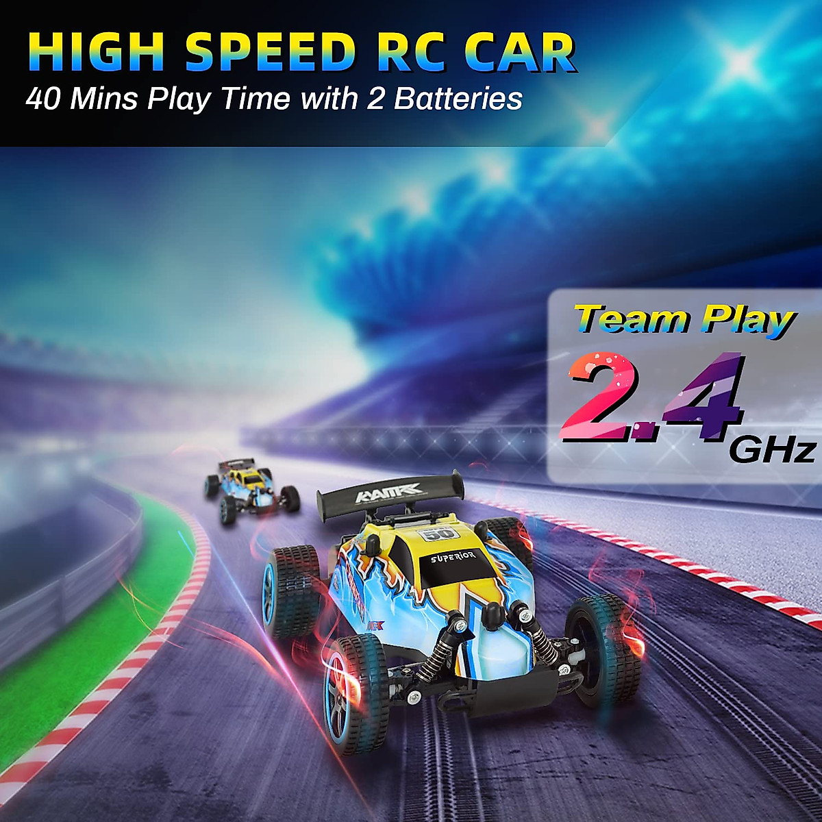 RC Car Remote Control Toys - 1:20 Scale All Terrain Hobby RC Racing Car, 2.4Ghz High Speed 2WD RC Buggy Cars with 2 Rechargeable Batteries, Off Road Electric Cars for Kids Boys Girls Adult Xmas Gifts