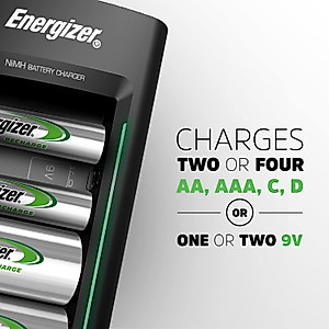 Energizer Rechargeable AAA Batteries and Rechargeable AA and AAA Battery Charger with 4 AA NiMH Rechargeable Batteries Kit, 12 Count