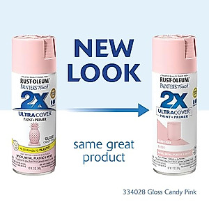 Rust-Oleum 334028 Painter's Touch 2X Ultra Cover Spray Paint, 12 oz, Gloss Candy Pink