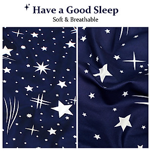 Duvet Cover Queen Bedding Set - Star Quilt Cover with Zipper Closure, Soft Breathable, Blue, ZHH