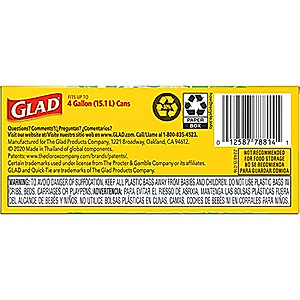 GLAD Small Trash Bags - 4 Gallon Trash Bag for Waste Basket, Gain Original Scent with Febreze Freshness- 26 Count (Pack of 6)