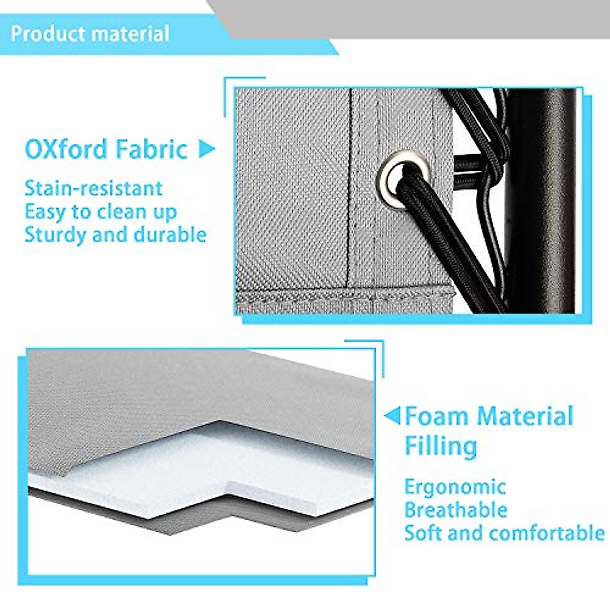 Homall Zero Gravity Chair Patio Padded Recliner Outdoor Oversized Portable Lounge Chair Adjustable Lawn Folding Chair with Headrest (Grey)