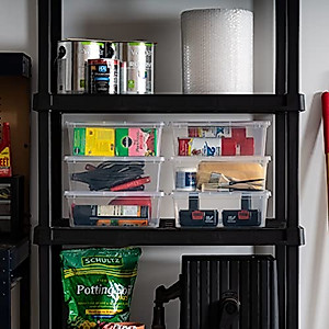 IRIS USA 6.7 Qt. Lightweight Plastic Storage Container Bin with Latching Lid, 6 Pack, for Shoes, Heels, Action Figures, Crayons/Pens, Art Supplies, School Supplies, Stackable and Nestable, Clear