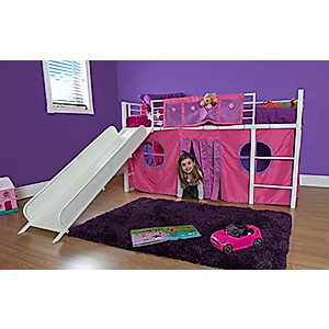 DHP Junior Twin Metal Loft Bed with Slide, Multifunctional Design, White with White Slide
