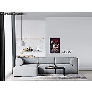 DAY OF THE DEAD GIRL CANVAS ART PRINT - Sugarskull Girl Painting Artwork with Crow, Roses, Timer Tattoo style Wall Art Gift - Sugar Skull Woman