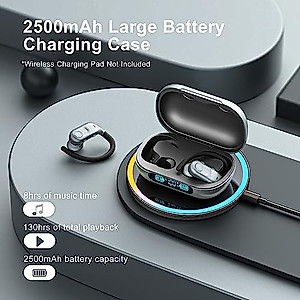 Wireless Earbuds Bluetooth Headphones 130Hrs Playtime with 2500mAh Wireless Charging Case LED Diaplay Hi-Fi Waterproof Over Ear Earphones for Sports Running Workout Gaming (Gray)