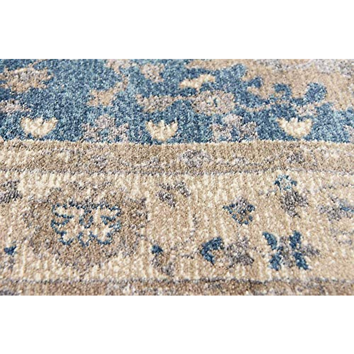 Unique Loom Salzburg Collection Classic Traditional Medallion Design Oriental Inspired Area Rug, 4' 0" x 4' 0", Blue/Beige