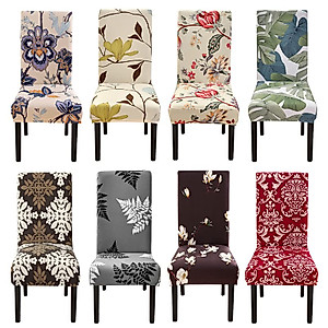 Elastic Print Dining Chair Cover Modern Kitchen Seat Case Stretch Chair Slipcover for Banquet Wedding Party HA1 4PCS