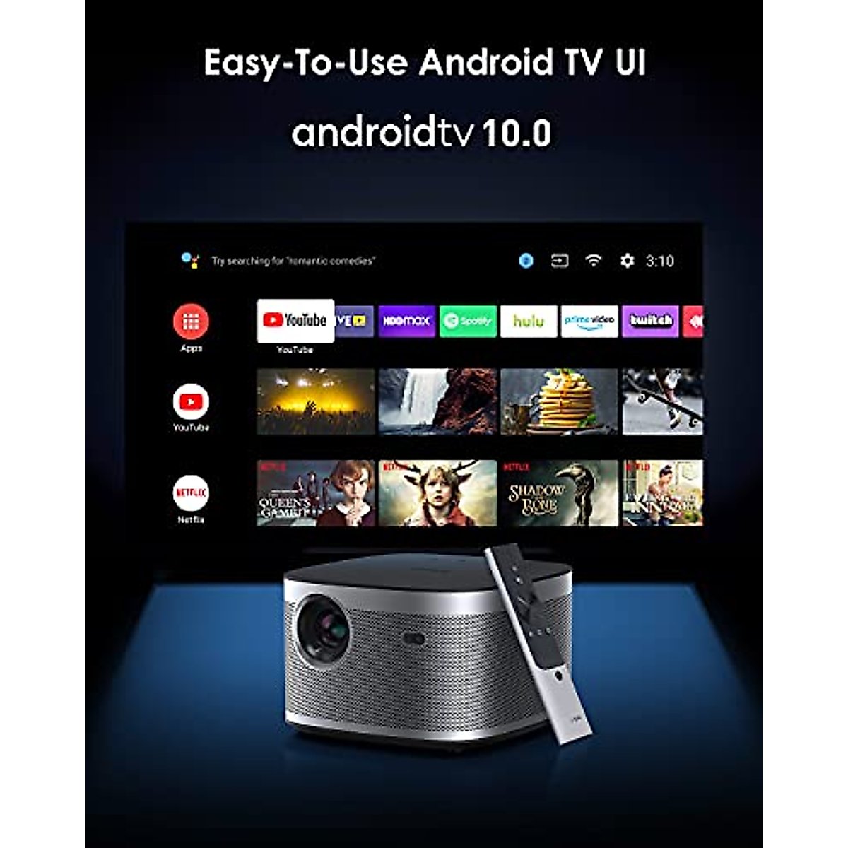XGIMI Horizon 1080p FHD Projector 4K Supported Movie Projector, 2200 ANSI Lumens, Harman Kardon Speakers, Android TV 10.0, Auto Focus, Auto Keystone Correction, Auto Object Avoidance, WiFi Bluetooth