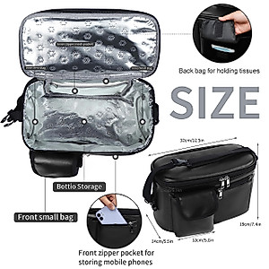 Universal Stroller Organizer with Insulated Cup Holder Detachable Phone Bag & Shoulder Strap, Fits for Stroller Like Uppababy, Baby Jogger, Britax, BOB, Umbrella and Pet Stroller (Black)