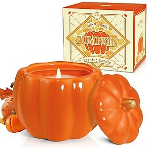 STRN Scented Candles Festive Fall & Halloween Décor, Long-Lasting Scented Candles, Natural Pumpkin Fragrance Soy Wax Candles, Ceramics 1 Pack