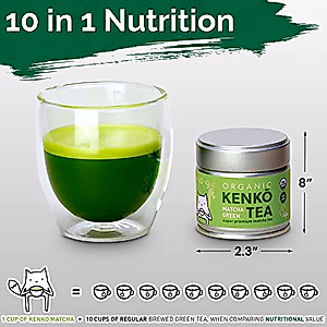 KENKO Matcha Green Tea Powder [USDA Organic] Highest Ceremonial Grade, Authentic Japanese, Premium 1st Harvest, 1 oz (30 servings)