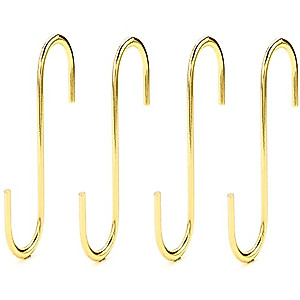 4 Pack S Shape Hooks Heavy-Duty Metal Hanging Extension Hooks Clips Apply Kitchenware Bathroom Utensils Gardening for Hanging Pot, Pan, Cups, Plants, Bags, Jeans, Towels (Golden) (gold)