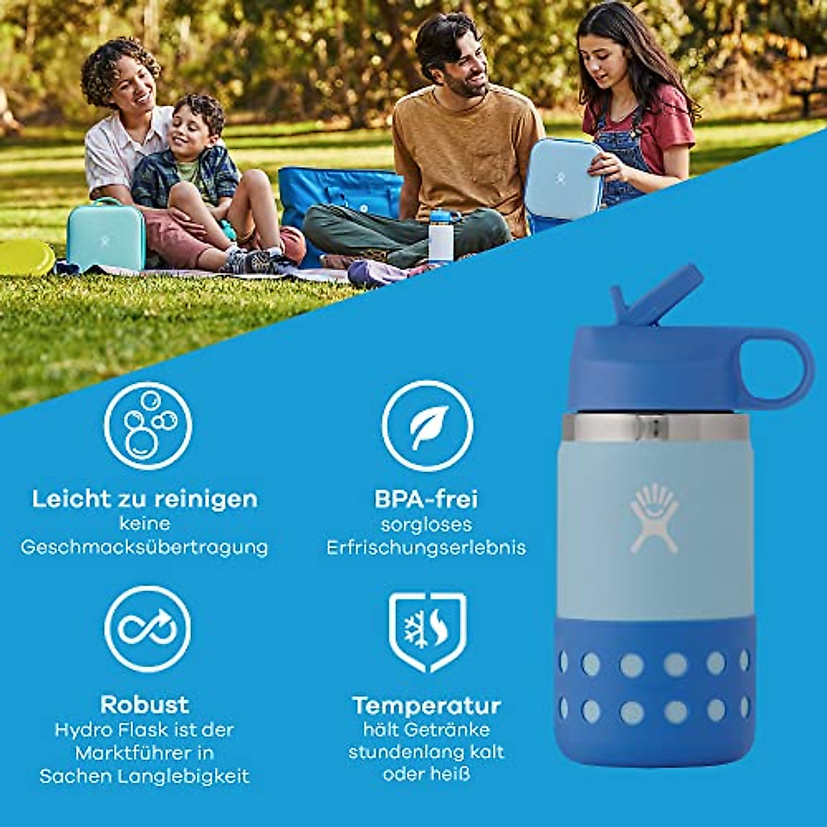 Hydro Flask 12 OZ Kids Wide Mouth Straw LID and Boot Plumeria