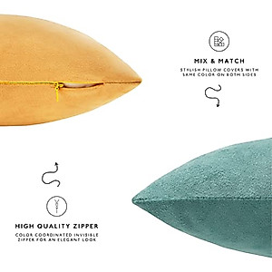 MONDAY MOOSE Decorative Throw Pillow Covers Cushion Cases, Set of 4 Soft Velvet Modern Double-Sided Designs, Mix and Match for Home Decor, Pillow Inserts Not Included (18x18 inch, Orange/Teal)