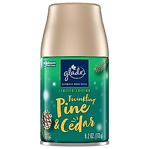 Glade Automatic Spray Refill, Air Freshener for Home and Bathroom, Twinkling Pine & Cedar, Limited Edition Scent, 6.2 Oz