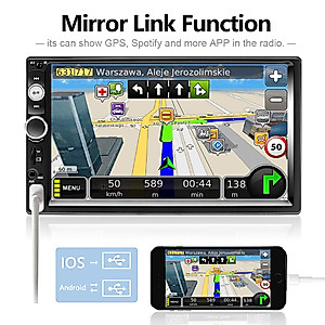 AMPrime Double Din Car Stereo Radio with Bluetooth 7” Touch Screen FM Receiver MP5 Car Player Support Mirror Link for Phone + Backup Camera/Steering Wheel Control