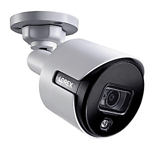 Lorex C881DA 4K Ultra HD Analog Active Deterrence Security Bullet Camera with Color Night Vision, 2.8mm, 135ft IR NV, IP67, White, (Only Camera) (Renewed)